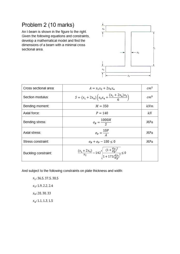 problem 2 10 marks an i beam is shown in the figure to the right given ...