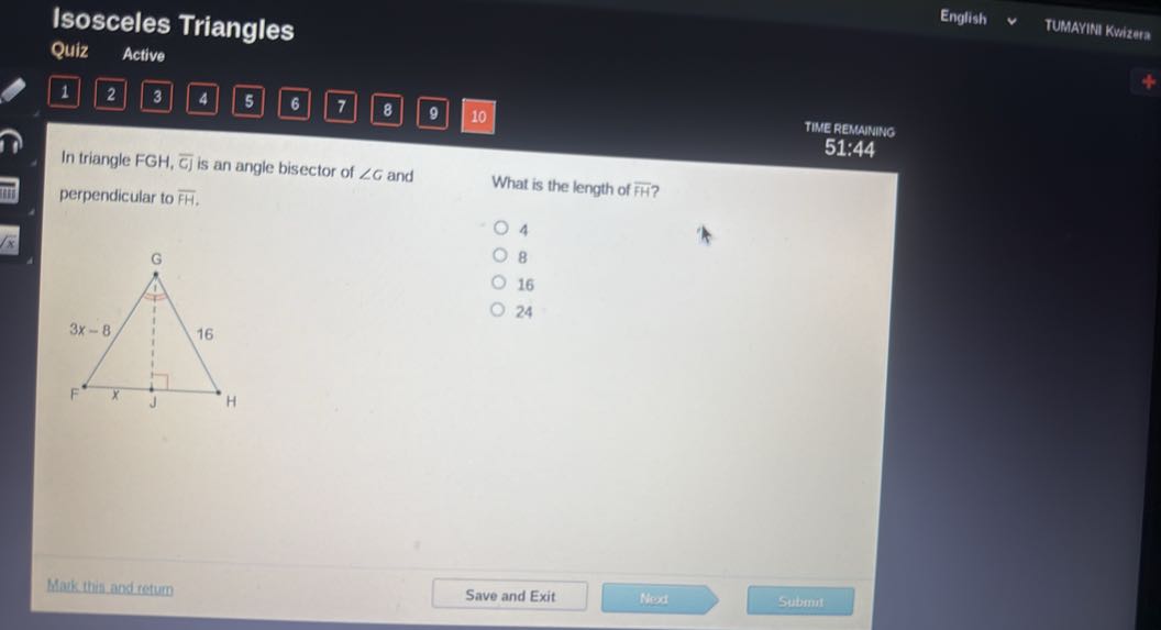 Isosceles Triangles English Quiz Active 1 2 3 4 5 6 7 8 9 10 TIME ...