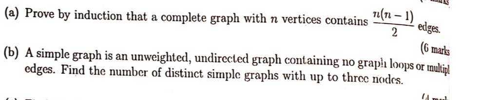 a prove by induction that a complete graph with n vertices contains fracnn 12 edges 6 marts b a ...