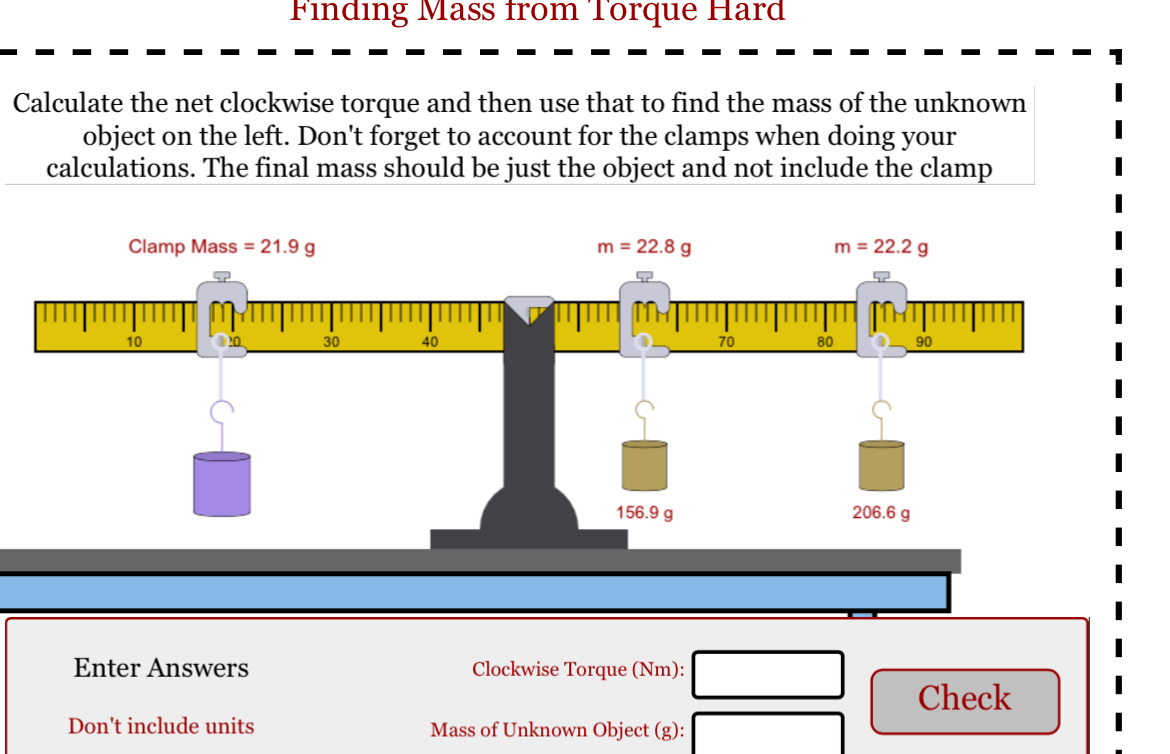 Finding Mass from Torque Hard Calculate the net clockwise torque and ...