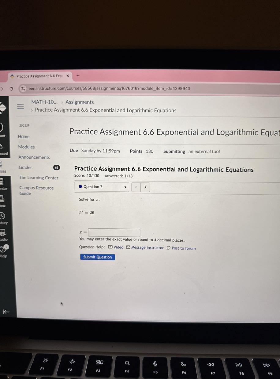 Practice Assignment 6.6 Exp coc.instructure.com/courses/58568/assignments/1676016?moduleitemid ...