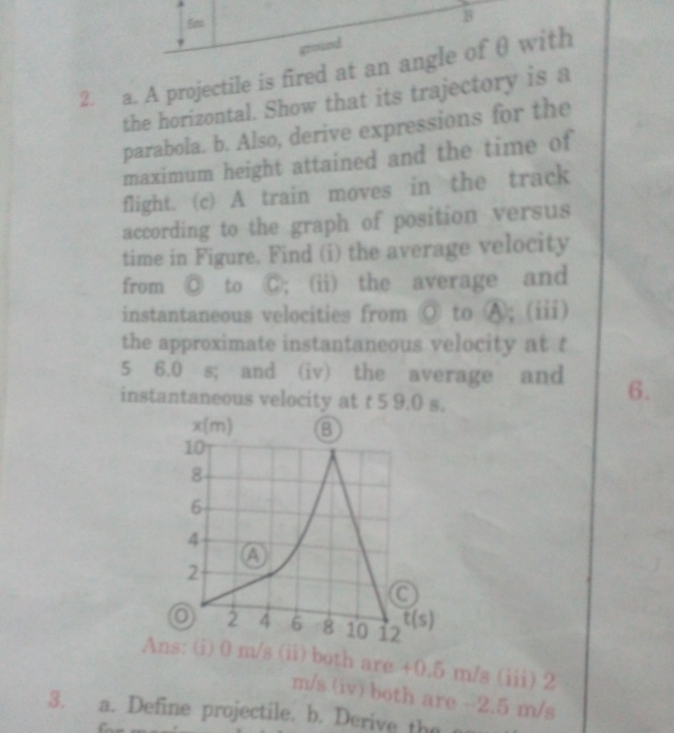 2 a a projectile is fired at an angle of theta with the horizontal show ...