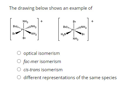 The drawing below shows an example of optical isomerism fac-mer ...