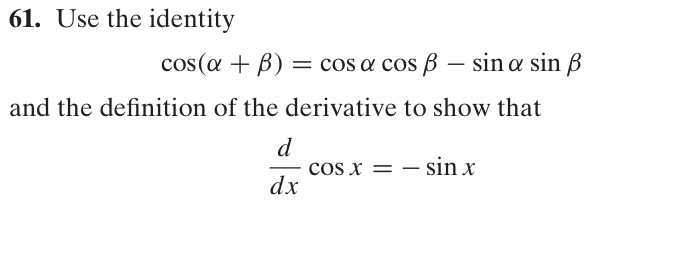 61. Use the identity cos (α+β)=cosαcosβ-sinαsinβ and the definition of ...