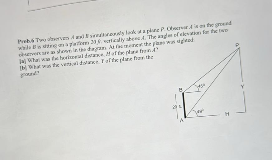 Prob.6 Two observers A and B simultaneously look at a plane P. Observer ...