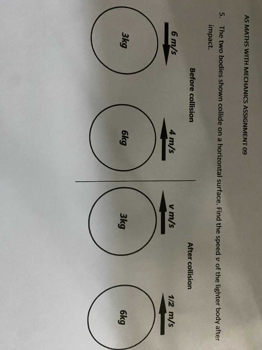 AS MATHS WITH MECHANICS ASSIGNMENT 09 5. The two bodies shown collide ...