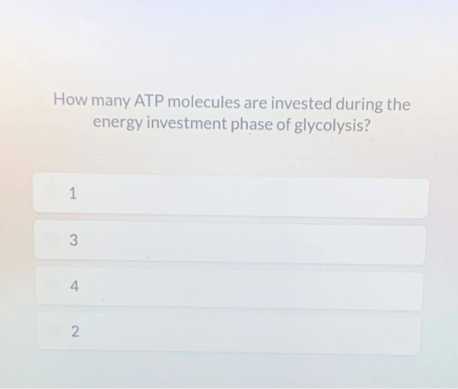 SOLVED: How many ATP molecules are invested during the energy ...