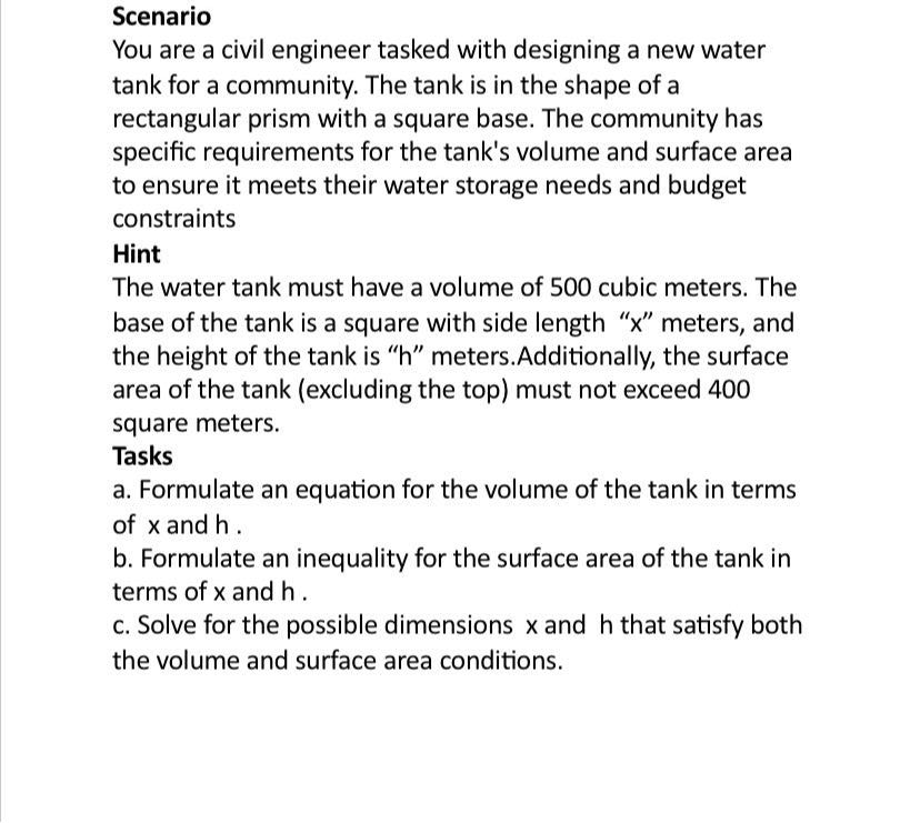 scenario you are a civil engineer tasked with designing a new water ...
