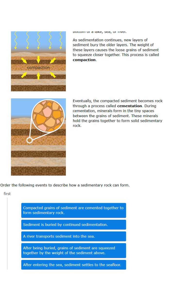 As sedimentation continues, new layers of sediment bury the older ...