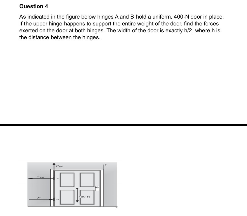 question 4 as indicated in the figure below hinges a and b hold a ...