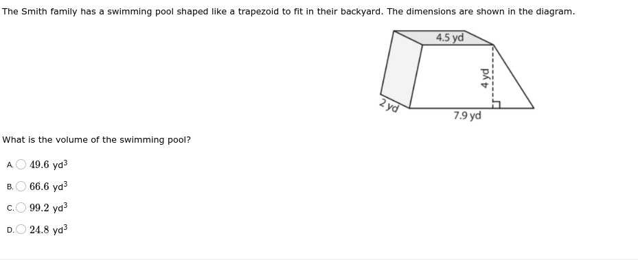 The Smith family has a swimming pool shaped like a trapezoid to fit in ...