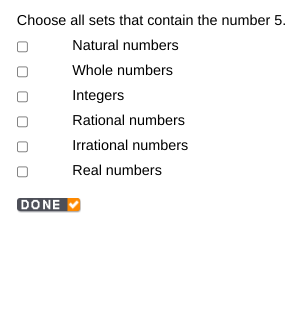 choose all sets that contain the number 5 natural numbers whole numbers ...