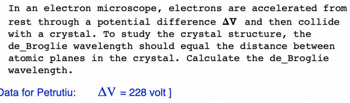 In an electron microscope, electrons are accelerated from rest through ...