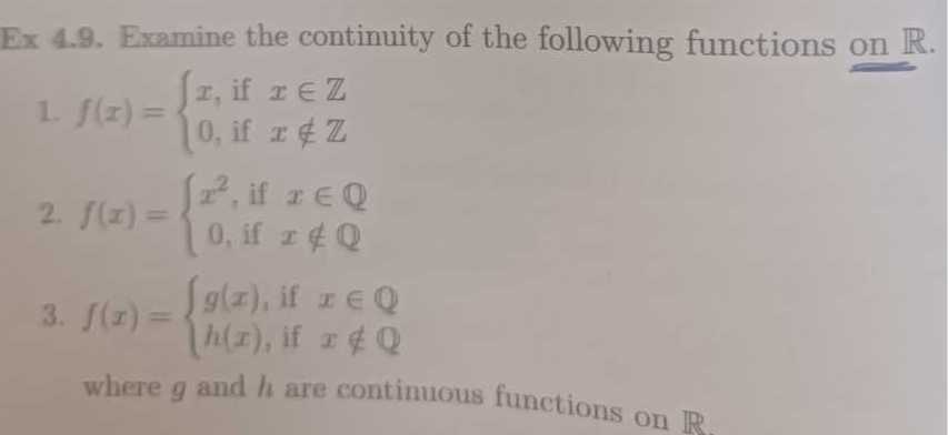ex 49 examine the continuity of the following functions on mathbbr where g and h are continuous ...