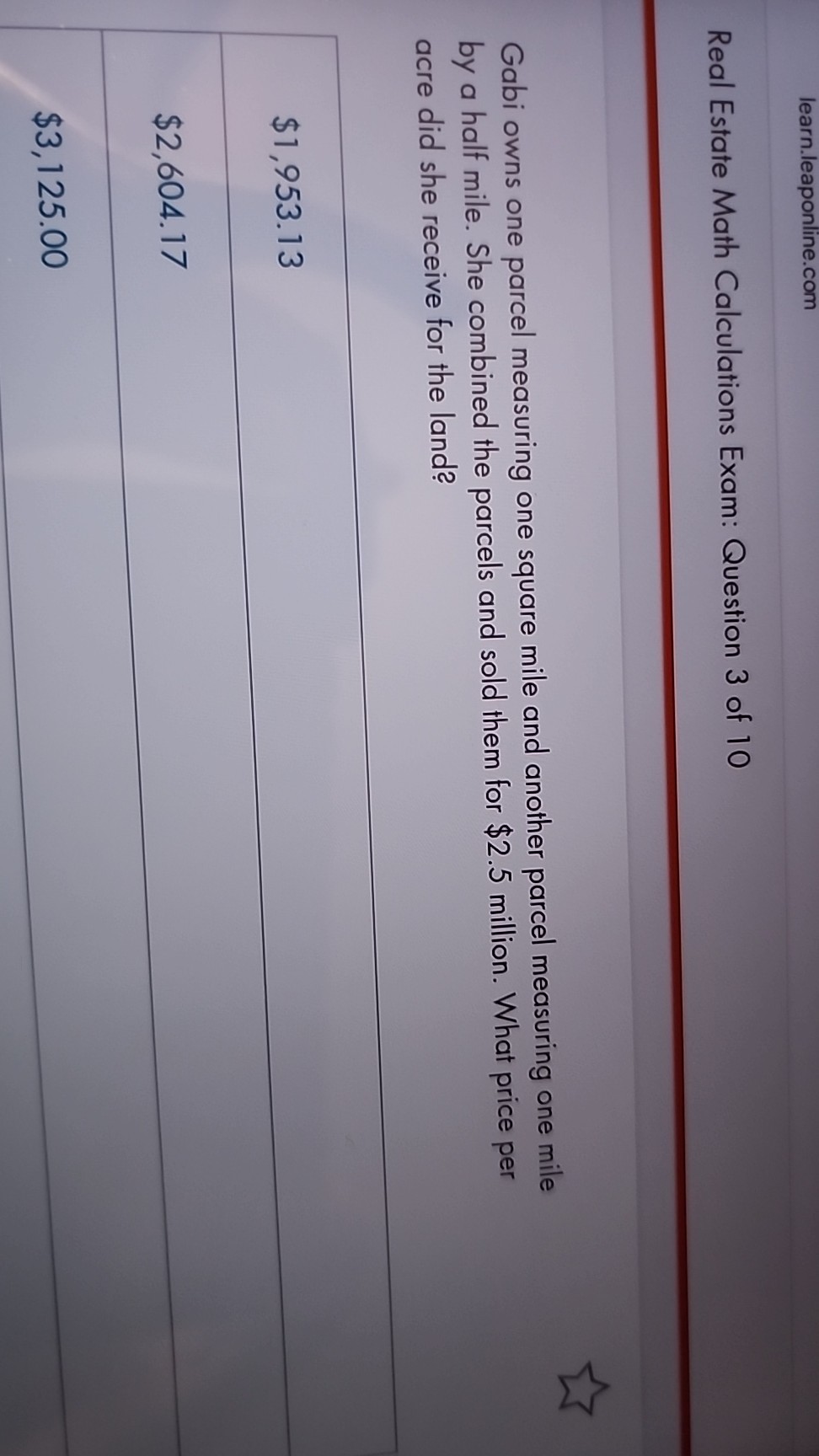 Real Estate Math Calculations Exam: Question 3 of 10 Gabi owns one ...