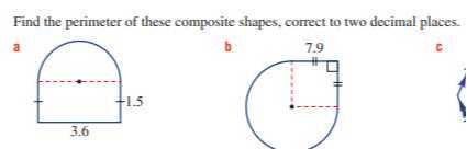 Find the perimeter of these composite shapes, correct to two decimal ...