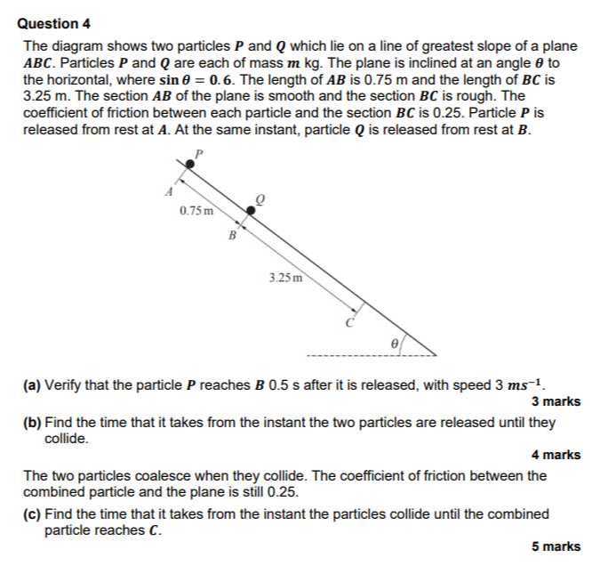 Question 4 The diagram shows two particles P and Q which lie on a line ...