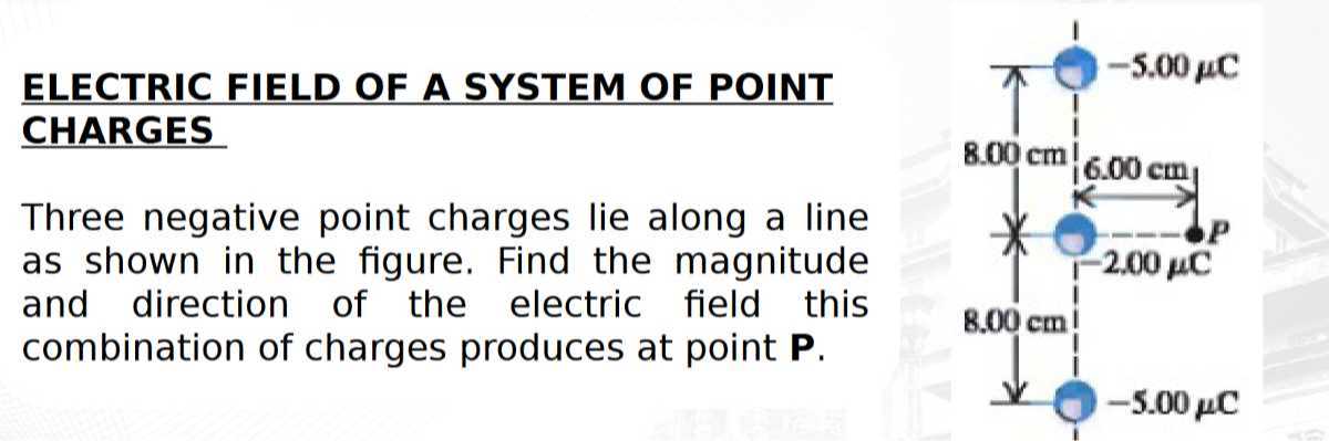 ELECTRIC FIELD OF A SYSTEM OF POINT CHARGES Three negative point ...