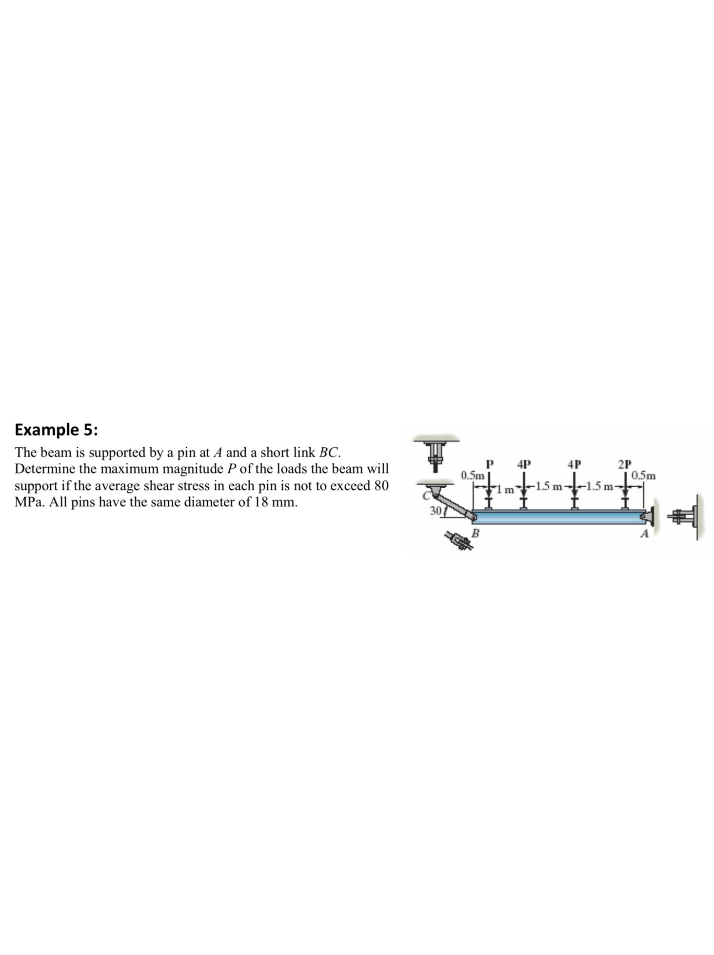 Example 5: The beam is supported by a pin at A and a short link B C ...