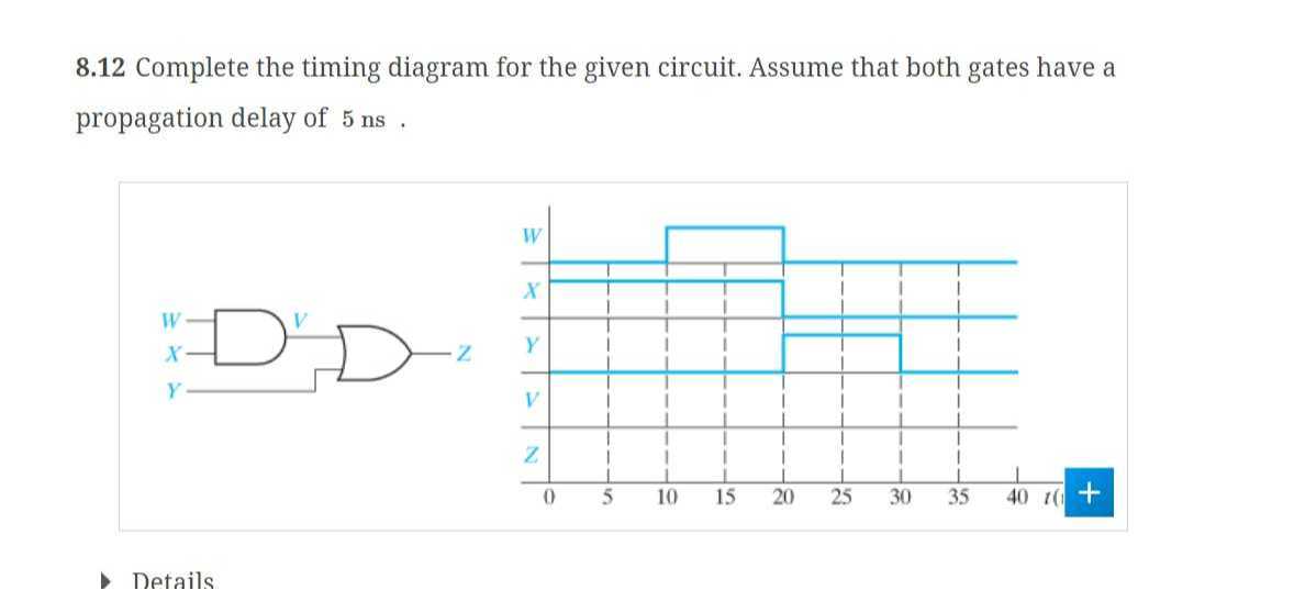 8.12 Complete the timing diagram for the given circuit. Assume that ...