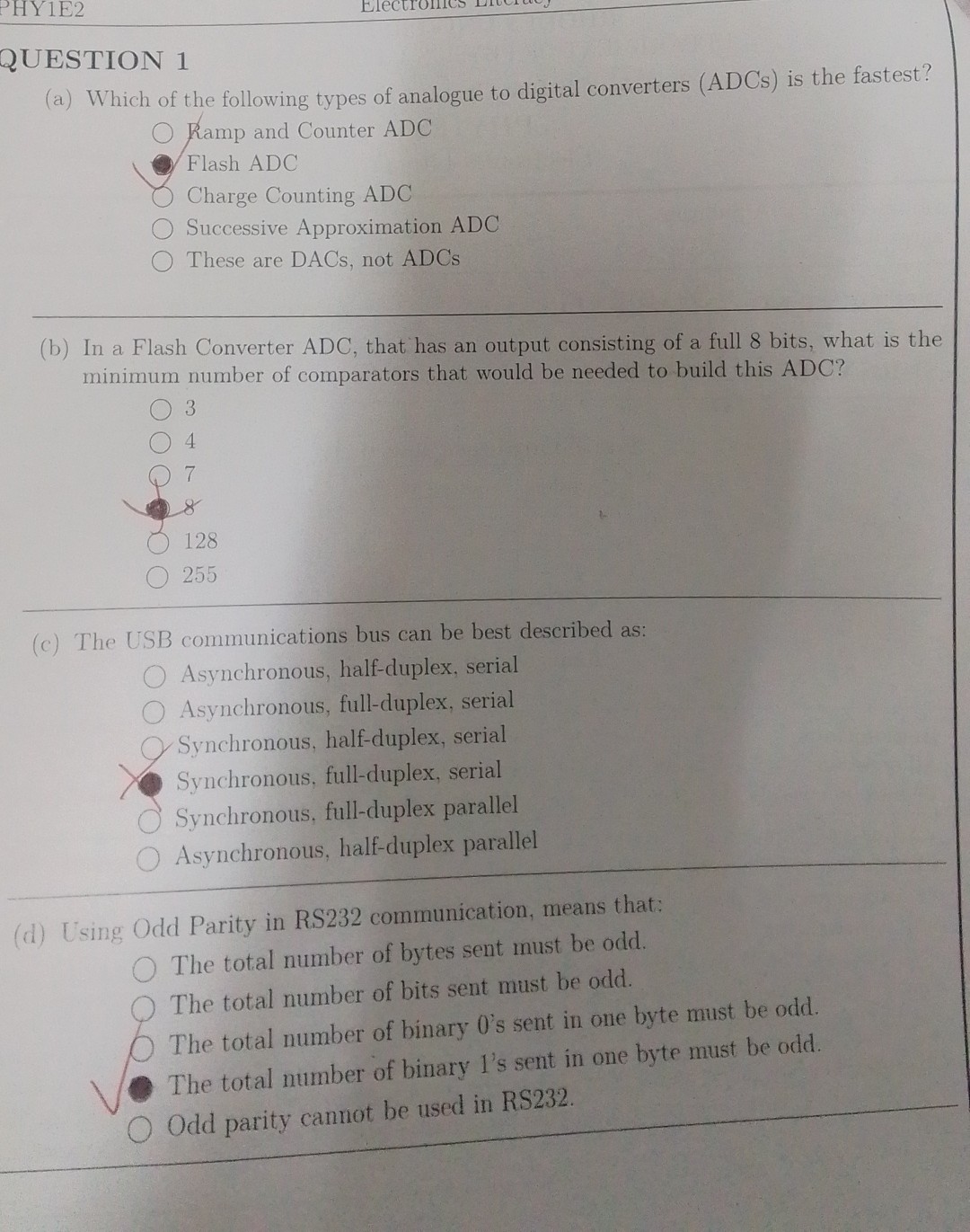 question 1 a which of the following types of analogue to digital ...
