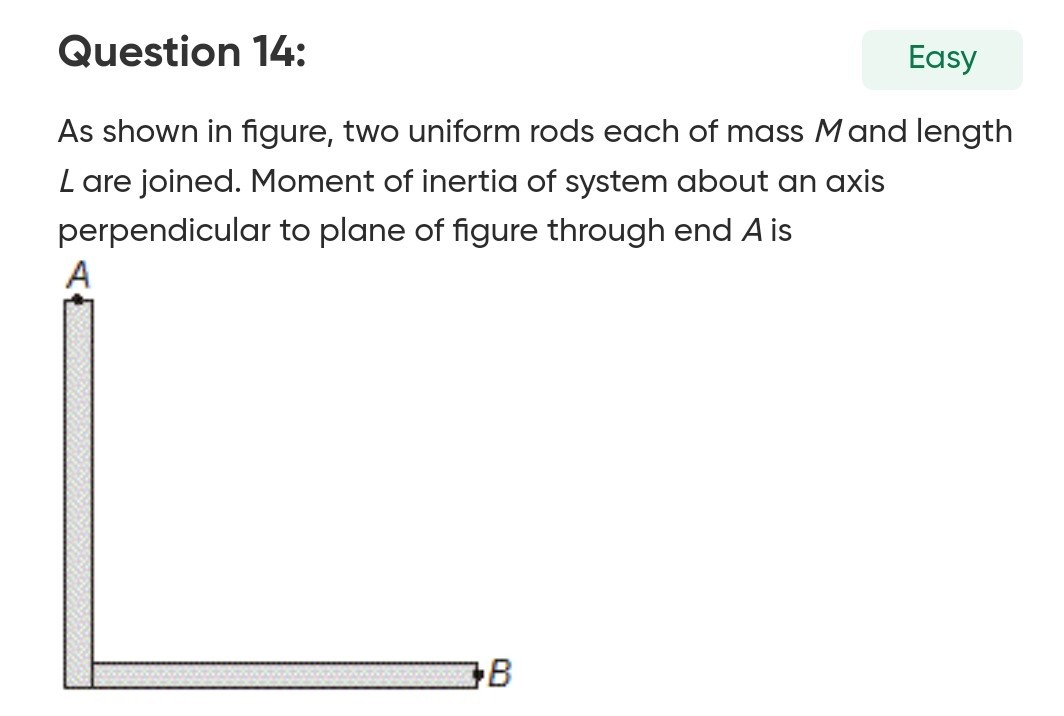 question 14 easy as shown in figure two uniform rods each of mass m and length l are joined ...