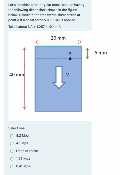 Let's consider a rectangular cross-section having the following ...