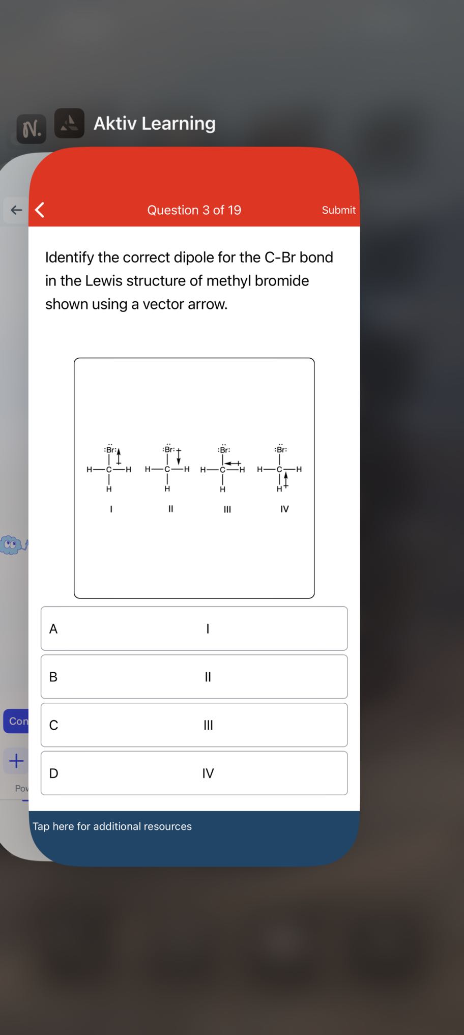 Aktiv Learning Question 3 of 19 Submit Identify the correct dipole for the C-Br bond in the ...