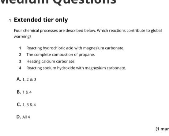 1 extended tier only four chemical processes are described below which ...