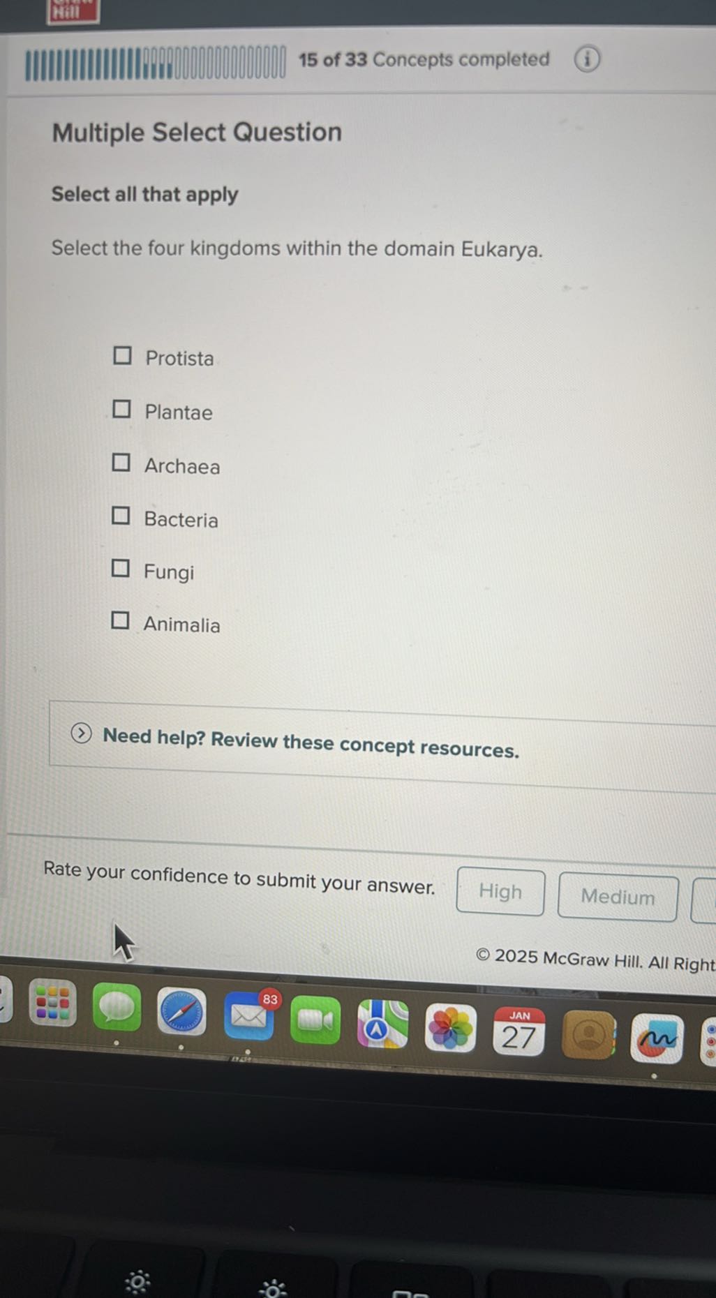 0 ? 15 of 33 Concepts completed (i) Multiple Select Question Select all that apply Select the ...