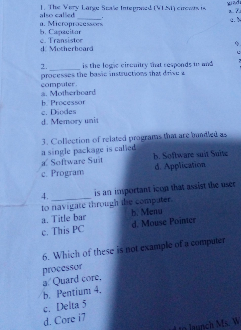 1 the very large scale integrated vlsi circuits is also called qquad a microprocessors b ...