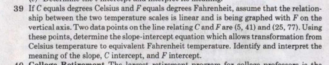 39 if c equals degrees celsius and f equals degrees fahrenheit assume ...