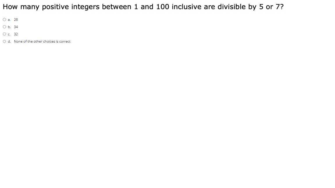How many positive integers between 1 and 100 inclusive are divisible by ...