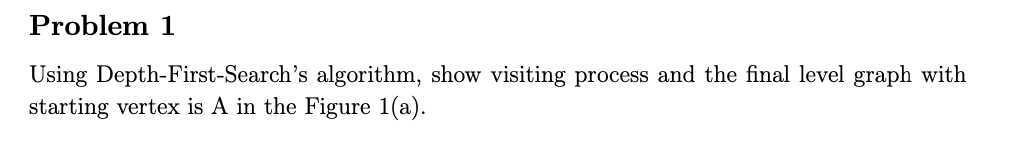 Problem 1 Using Depth-First-Search's algorithm, show visiting process and the final level graph ...