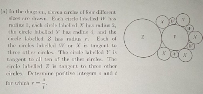 (a) In the diagram, eleven circles of four different sizes are drawn ...
