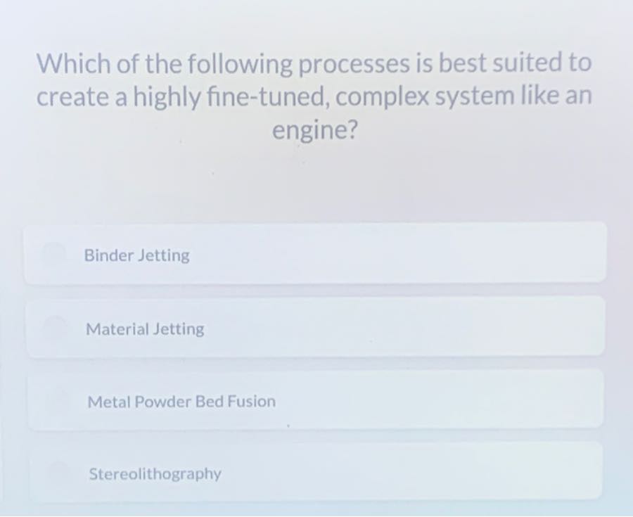 Which of the following processes is best suited to create a highly fine ...
