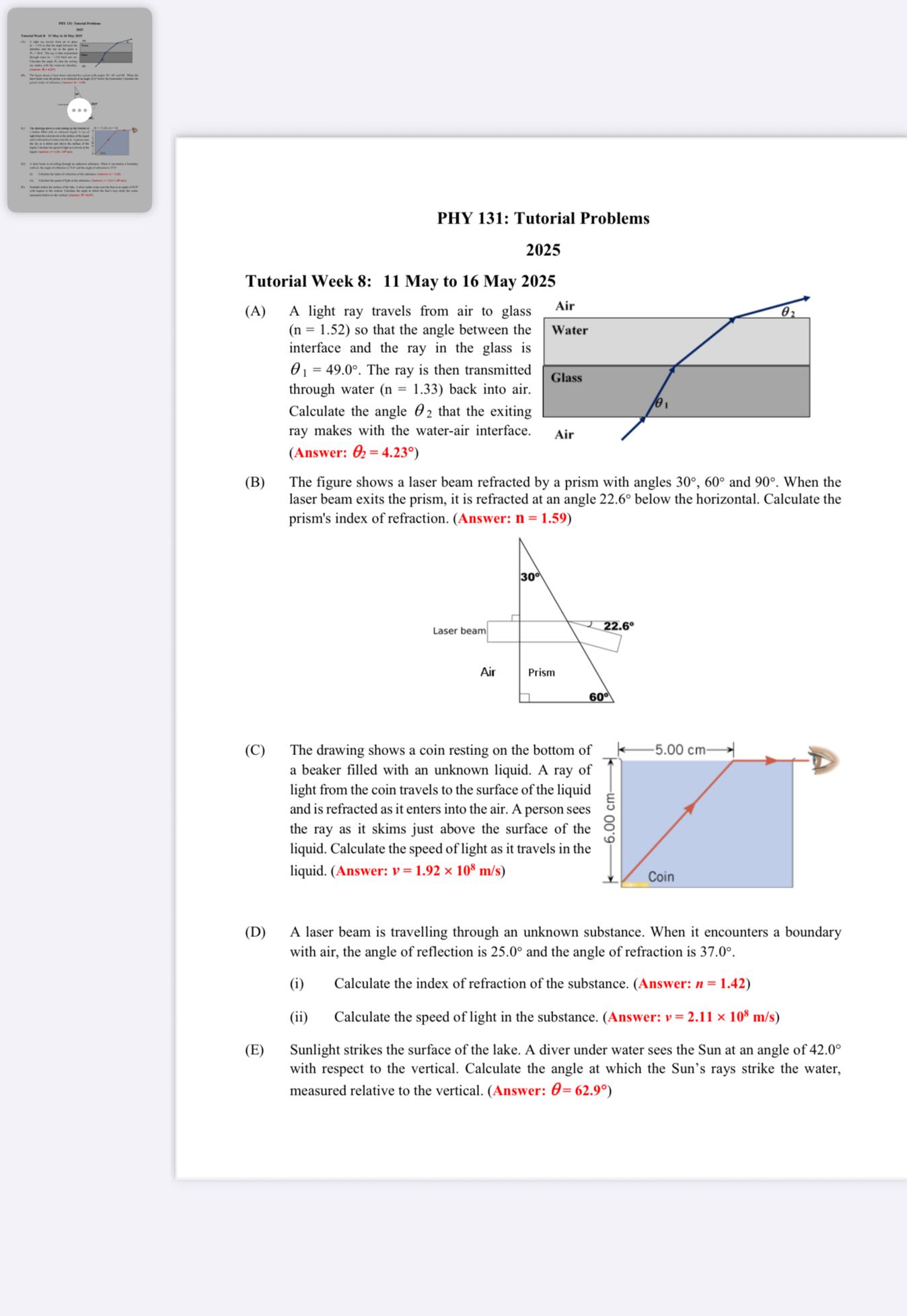PHY 131: Tutorial Problems 2025 Tutorial Week 8: 11 May to 16 May 2025 ...