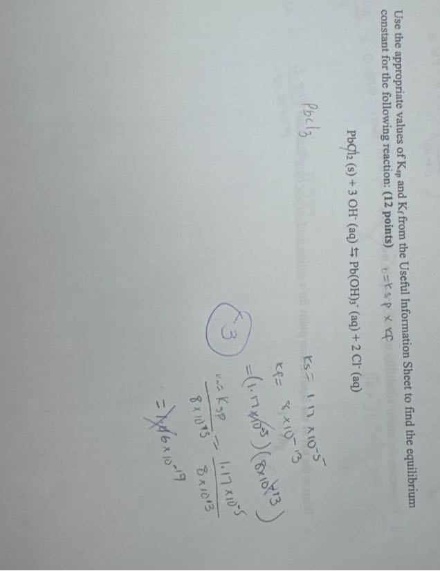 Use the appropriate values of Ksp and Kf from the Useful Information ...