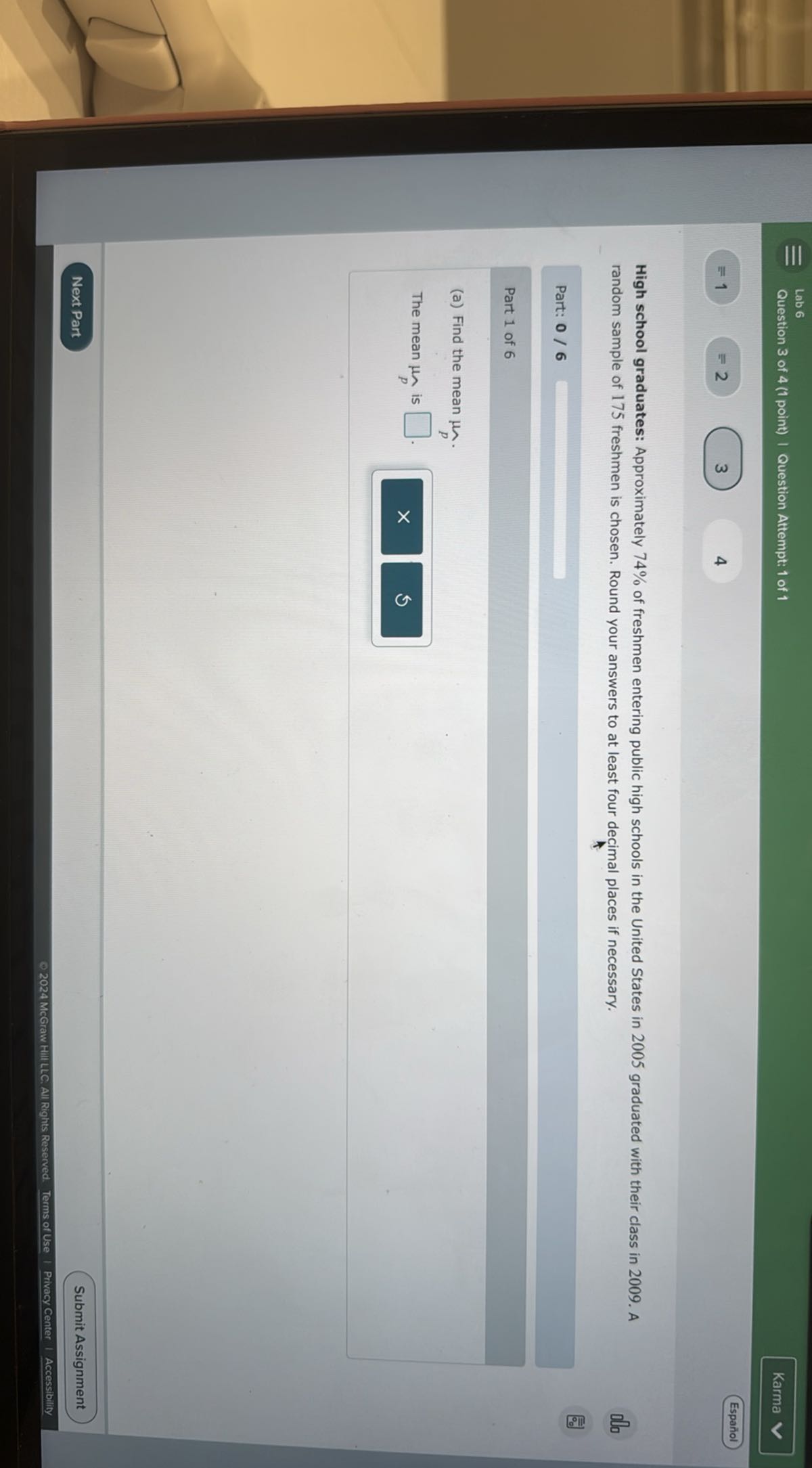 lab 6 question 3 of 4 1 point i question attempt 1 of 1 karma equiv 1 2 3 4 espanol high school ...