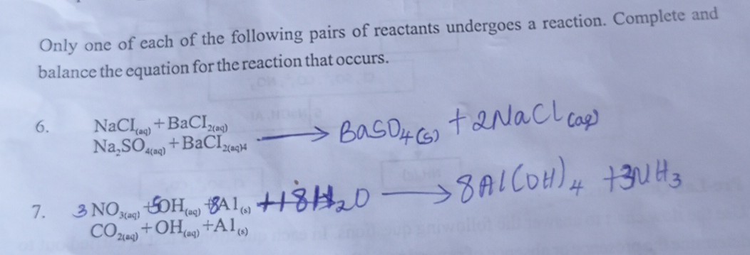 [GET ANSWER] Only one of each of the following pairs of reactants undergoes a reaction. Complete ...