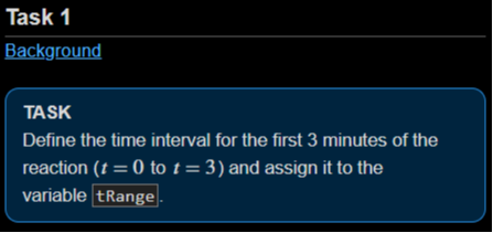 Task 1 Background TASK Define the time interval for the first 3 minutes ...