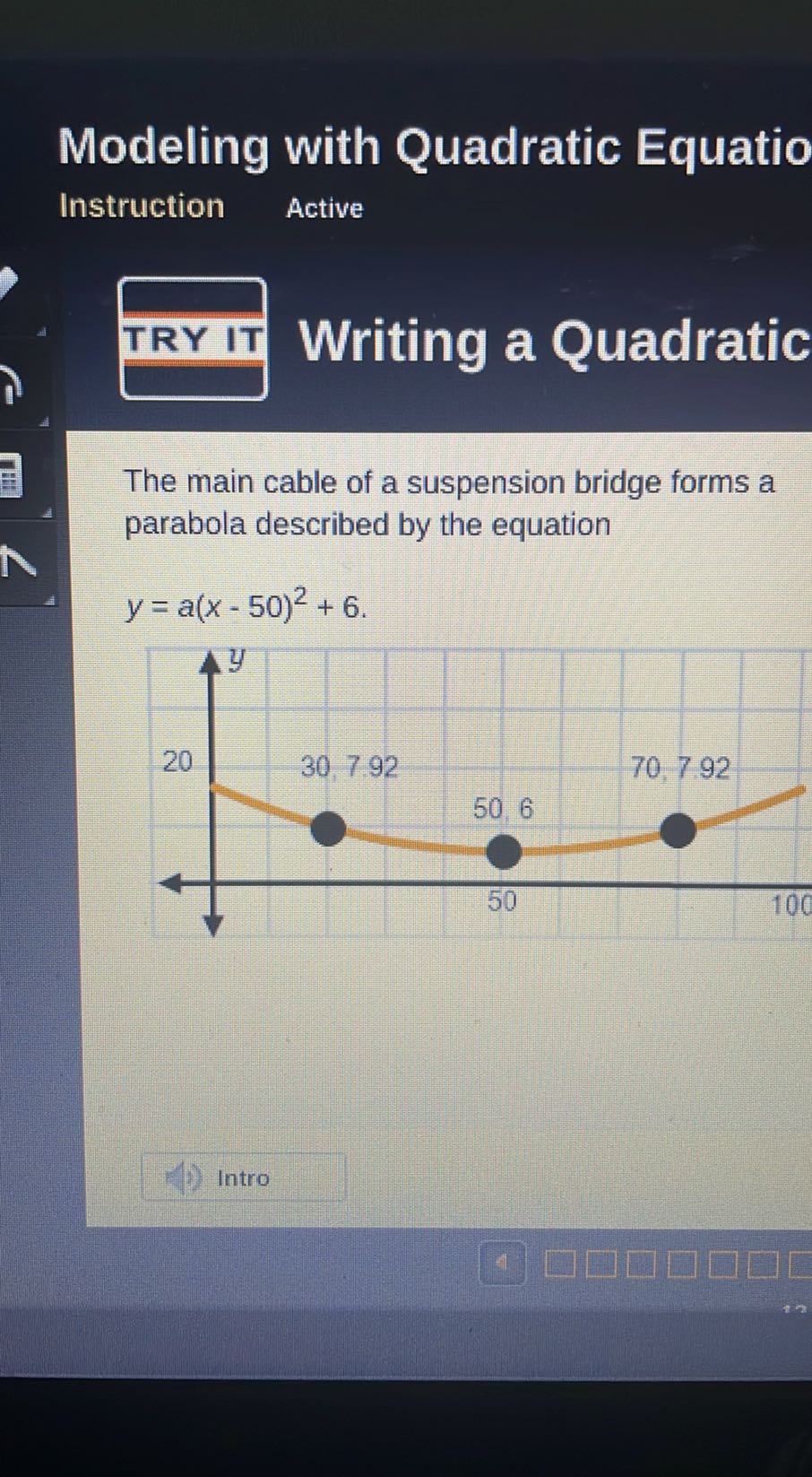 Modeling with Quadratic Equatio Instruction Active TRY IT Writing a ...
