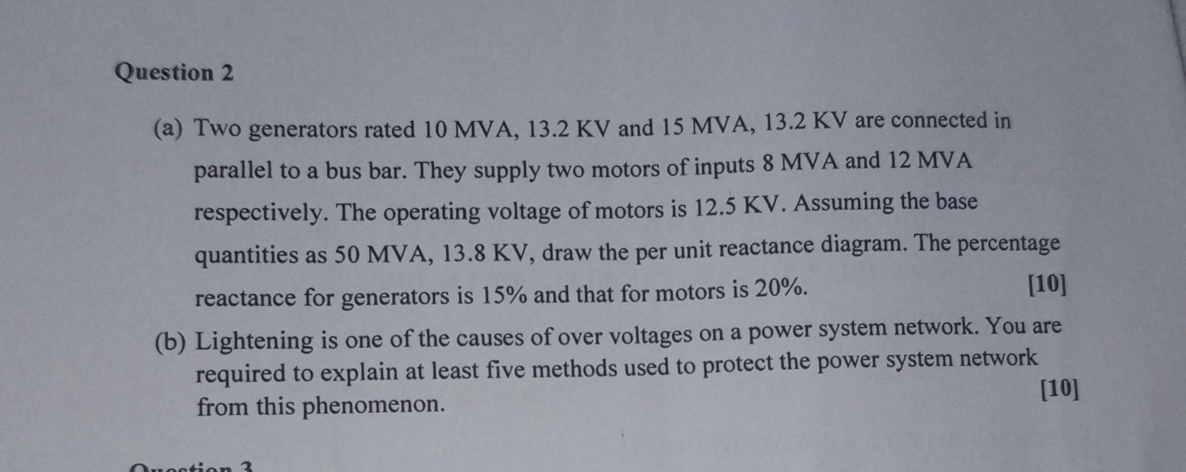 Question 2 (a) Two generators rated 10 MVA, 13.2 KV and 15 MVA, 13.2 KV ...