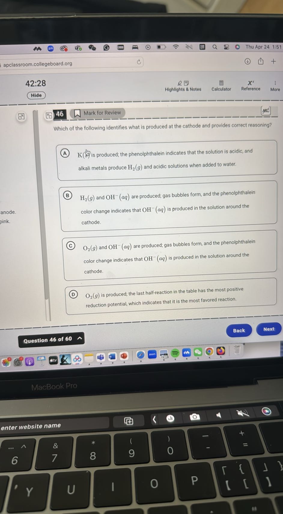 apclassroom.collegeboard.org 42:28 Ω Highlights & Notes Calculator X^2 ...