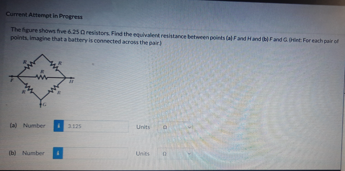 current attempt in progress the figure shows five 625 omega resistors find the equivalent ...