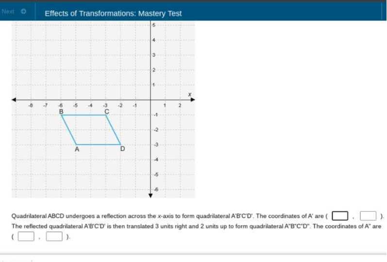 Effects of Transformations: Mastery Test Quadrilateral A B C D ...