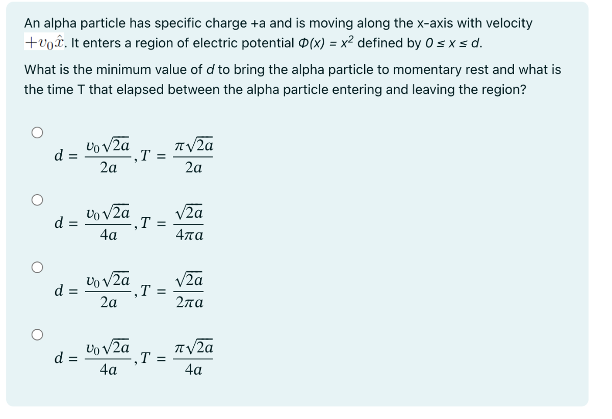 SOLVED: An alpha particle has specific charge +a and is moving along ...