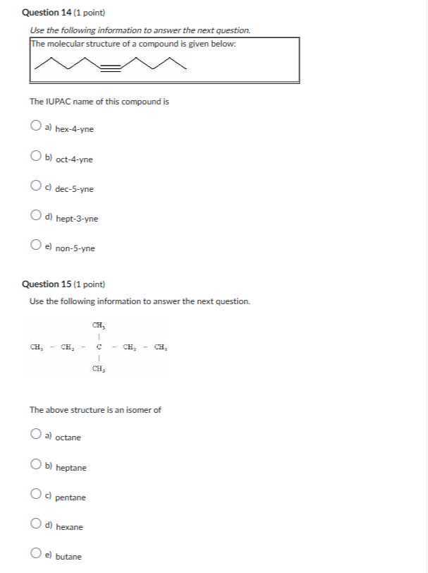 Question 14 (1 point) Use the following information to answer the next ...