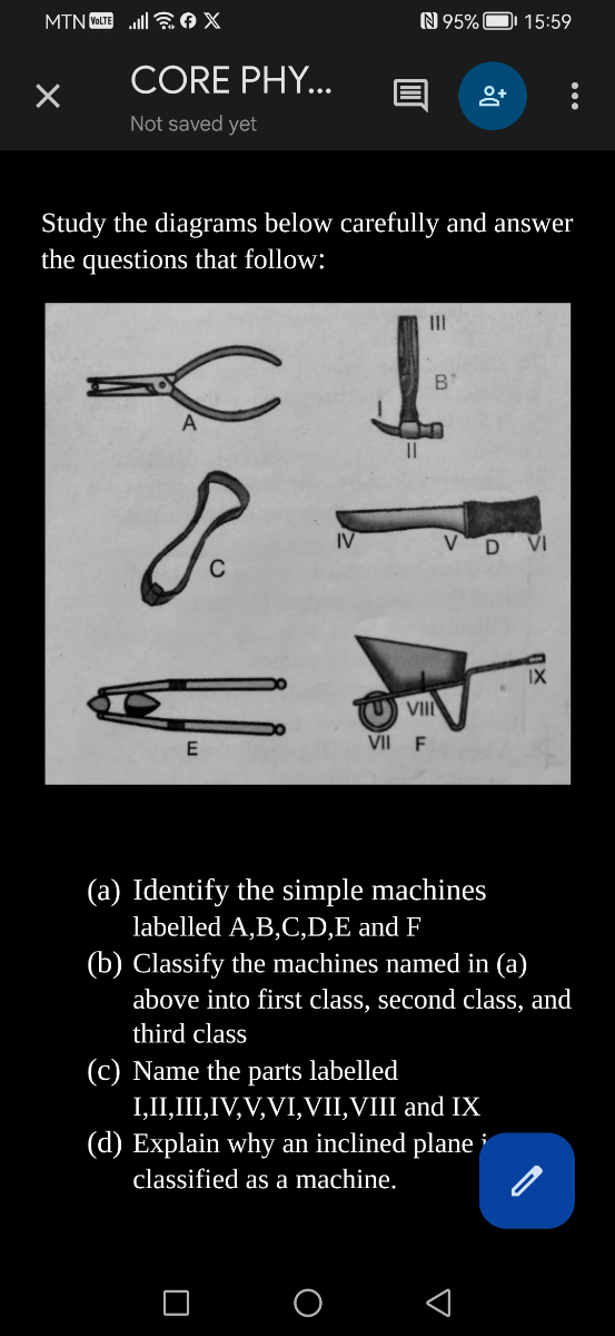 Study the diagrams below carefully and answer the questions that follow: (a) Identify the simple ...