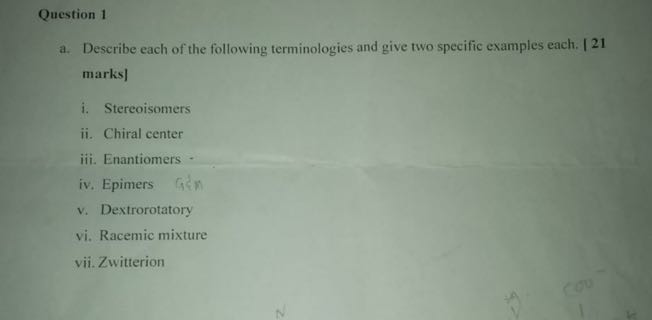 Question 1 a. Describe each of the following terminologies and give two ...